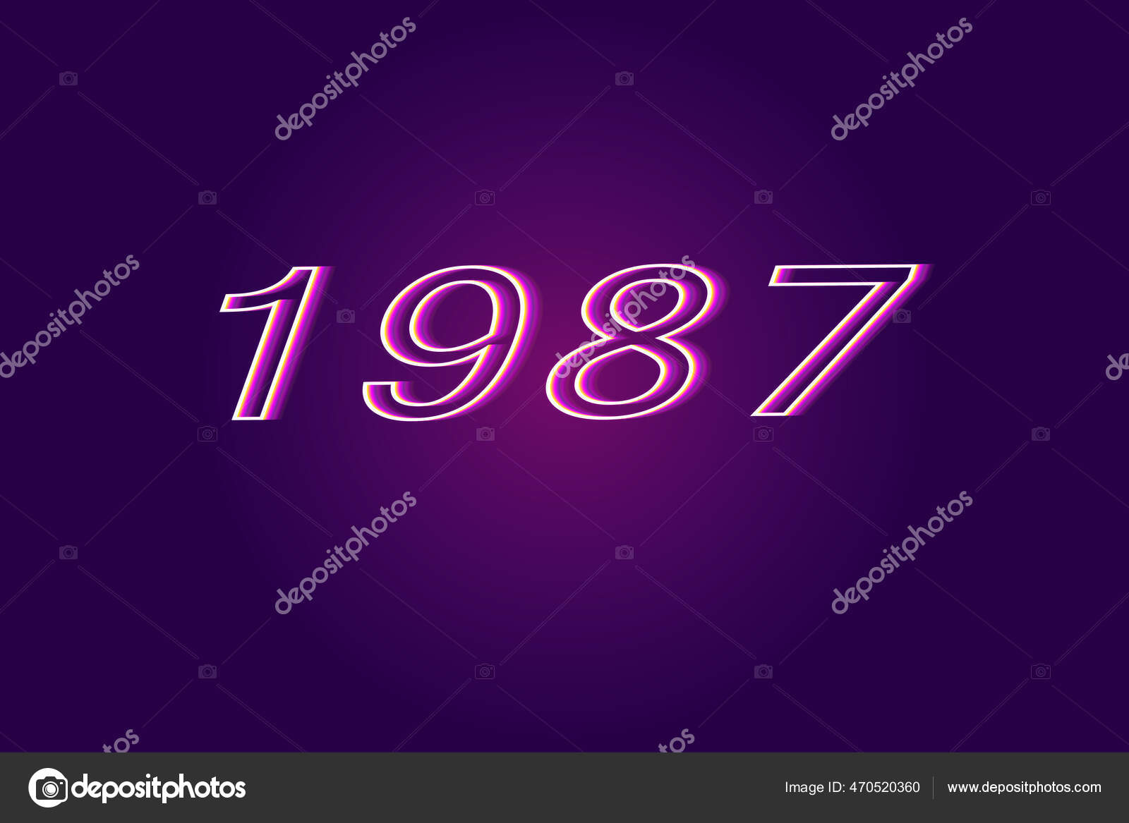 Text Year 1987 Isometric Pink Purple Tone Illustration Abstract ...
