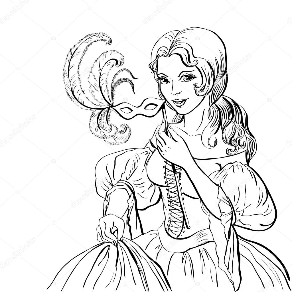 Vintage Lady Drawing