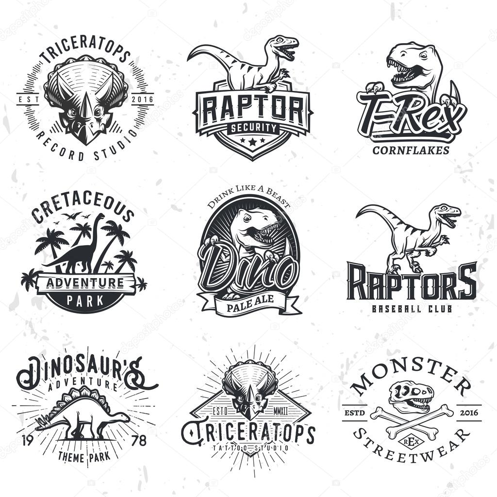 T rex logos | Set of Dino Logos. T-rex skull t-shirt illustration ...