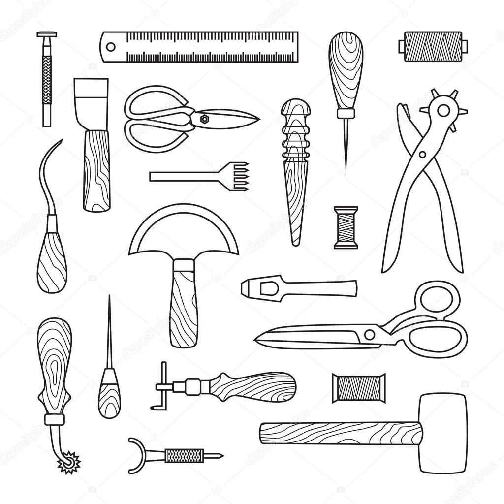 Leather working tools vector illustration Stock Vector by ©gromovpro ...