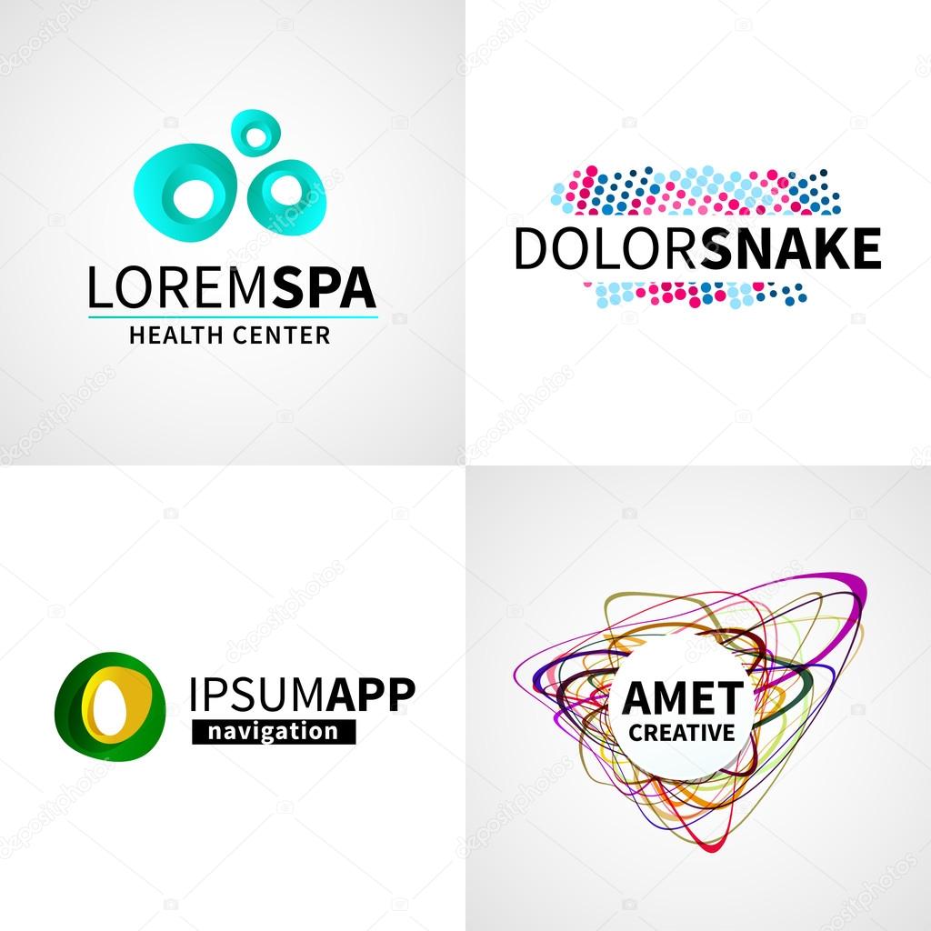 Set of modern creative colorful abstract spa health app logo emblem ...