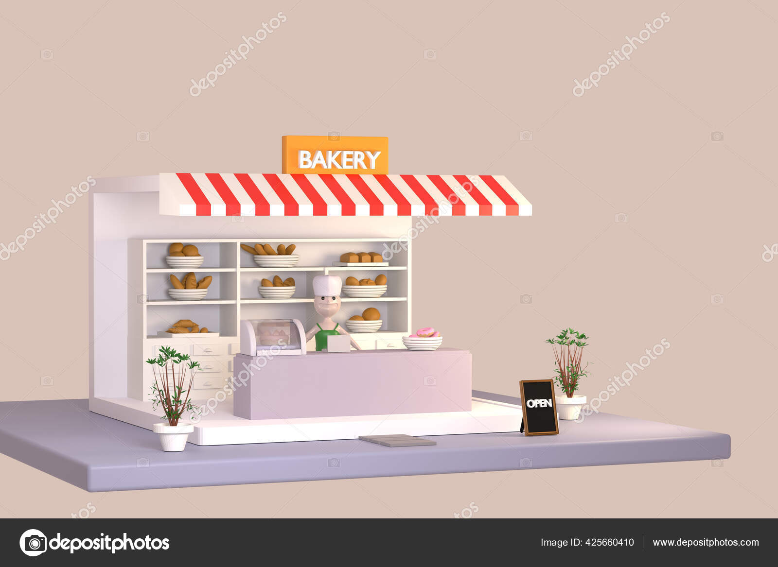 Breads Shop Model Illustration Bakery Store Facade Design Stock ...