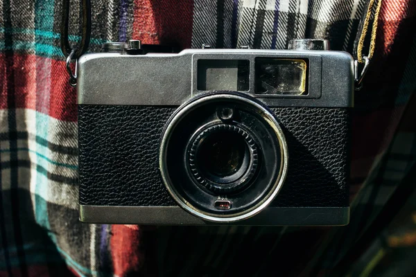Woman in viewfinder of analog film camera — Stock Photo © Sonyachny ...