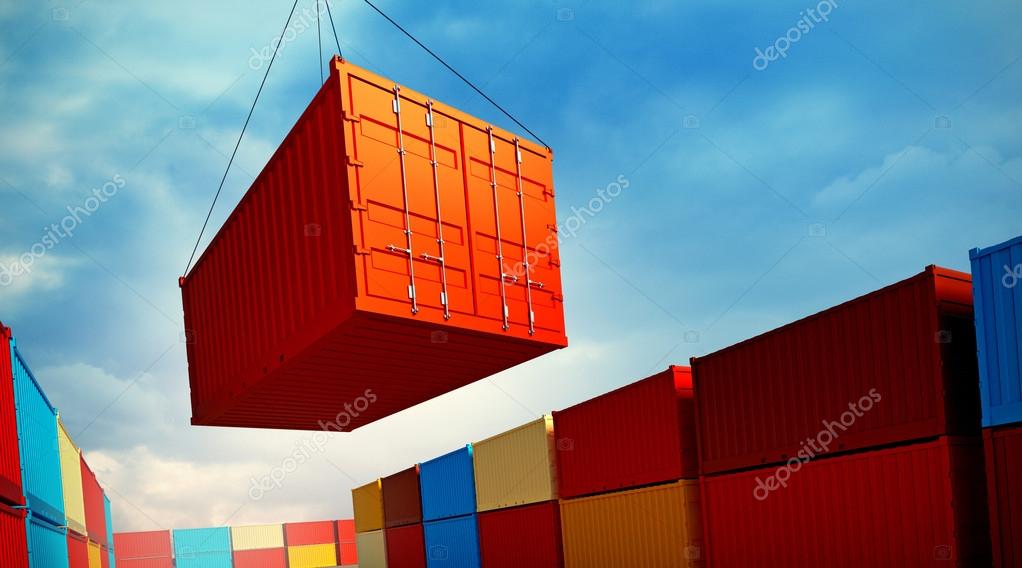 Loading container in port Stock Photo by ©egorovartem 63637135