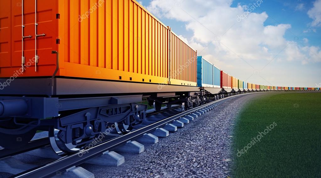 Wagon of freight train with containers — Stock Photo © egorovartem #86873278