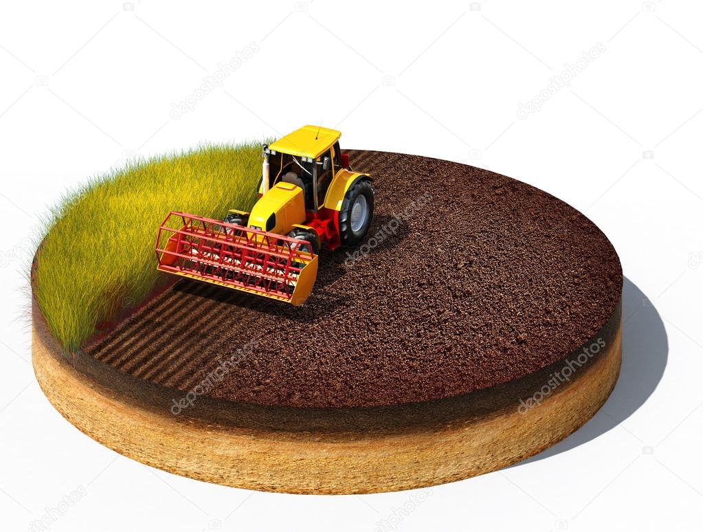 Tractor preparing land for sowing — Stock Photo © egorovartem #86873886
