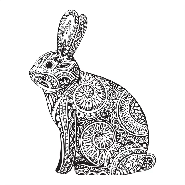 Rabbit zentangle stylized, vector, illustration, pattern, freehand ...