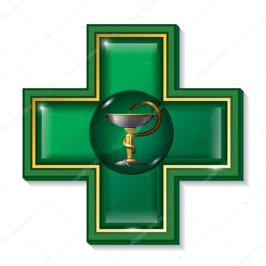 Groene Medische Symboolvector Kruis Gezondheid Logo Ontwerp