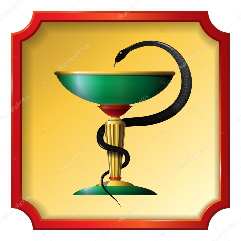 Geneeskunde slang symbool. Een kom van steen. Vector stockvector door ...