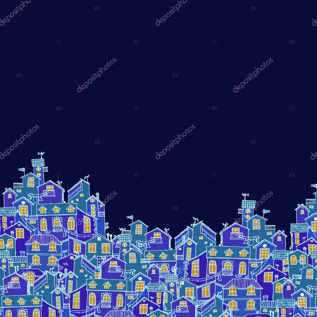 Hand-drawn background with colorful doodle houses. Stock Vector Image ...