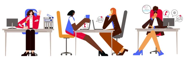 Procrastination Delaying Working Tasks Concept Woman Sitting Office ...