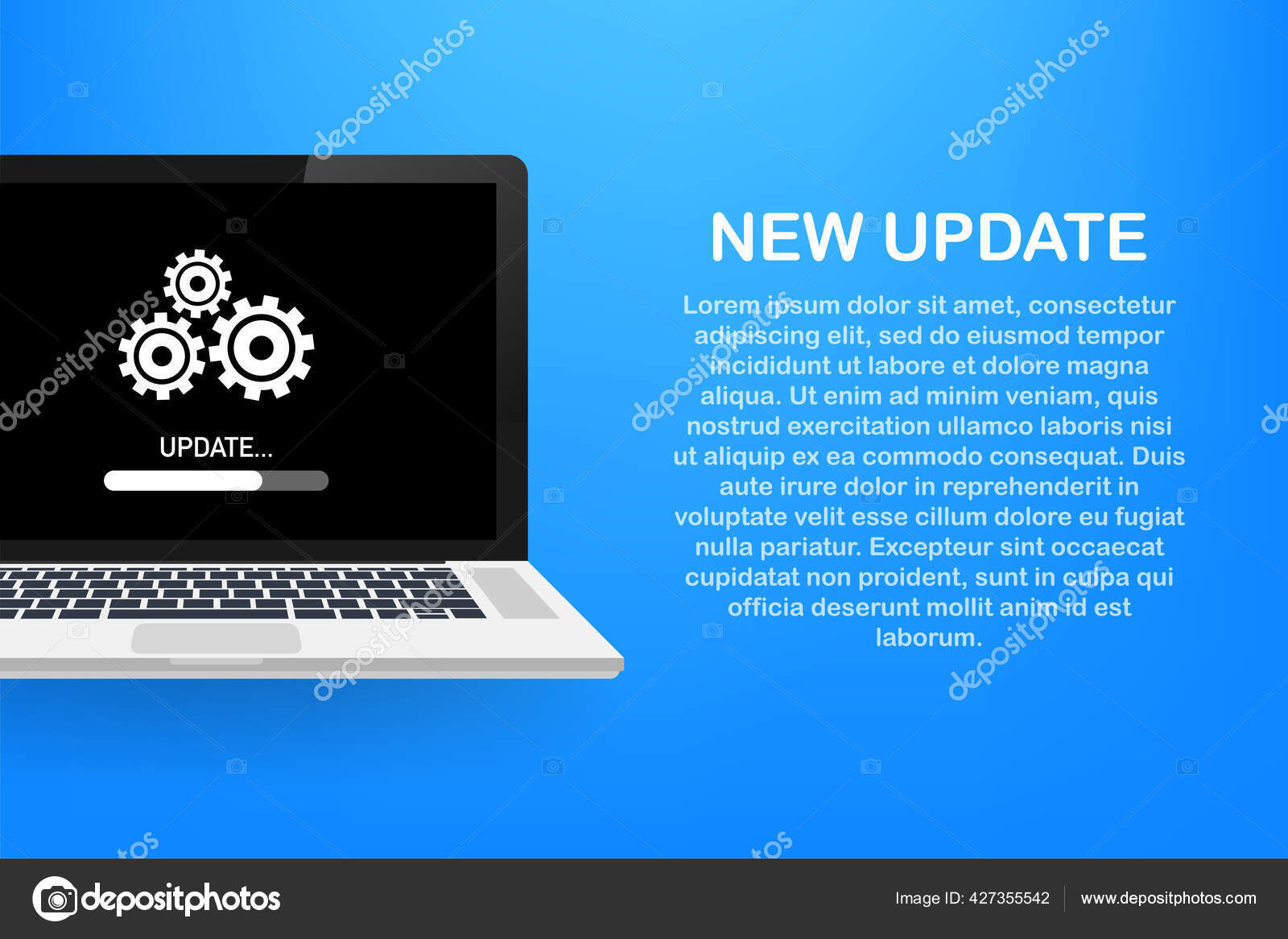 System software update, data update or synchronize with progress bar on the screen. Vector ...