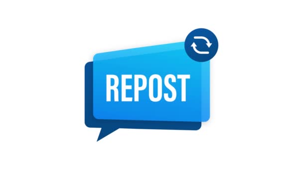 Icône Repost. Reposter l'étiquette sur fond blanc. Médias sociaux ...