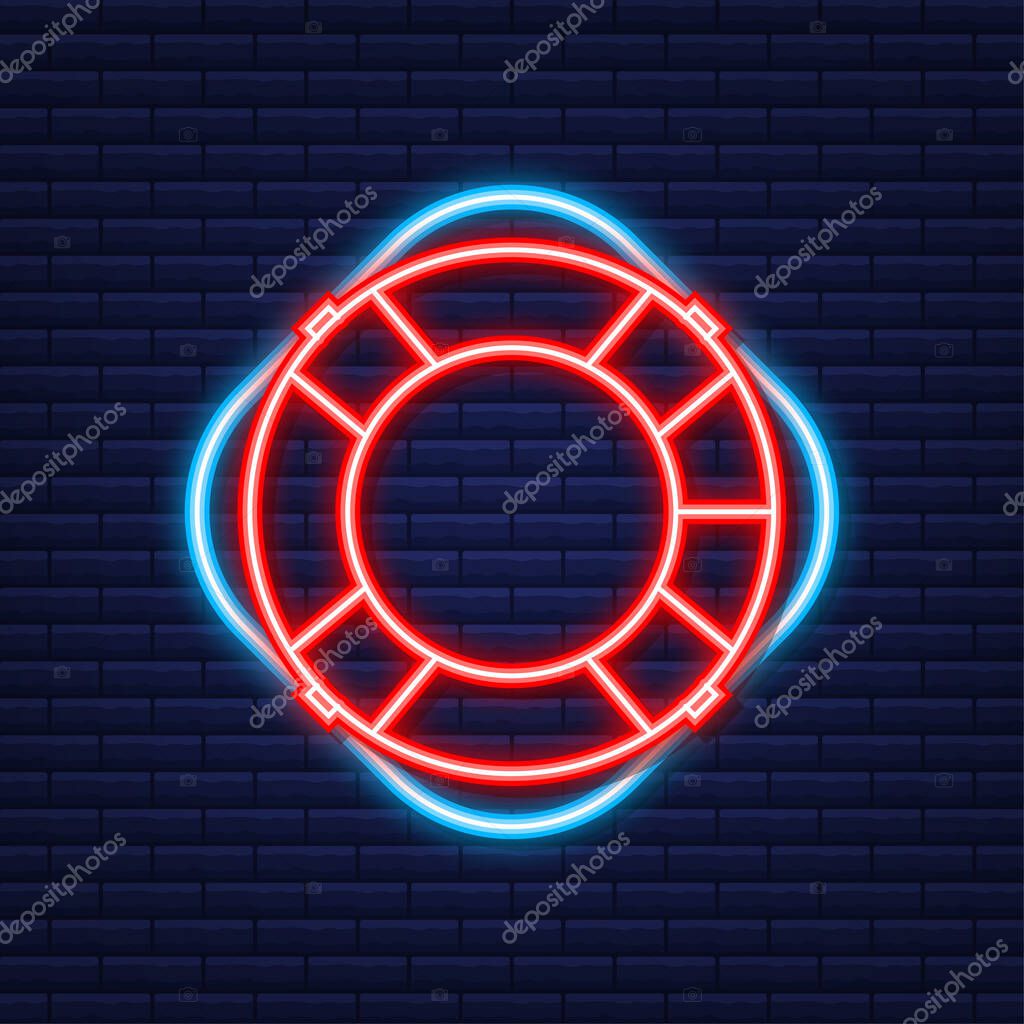 Icono de la boya salvavidas, equipo de rescatistas para salvar a las personas que se ahogan ...