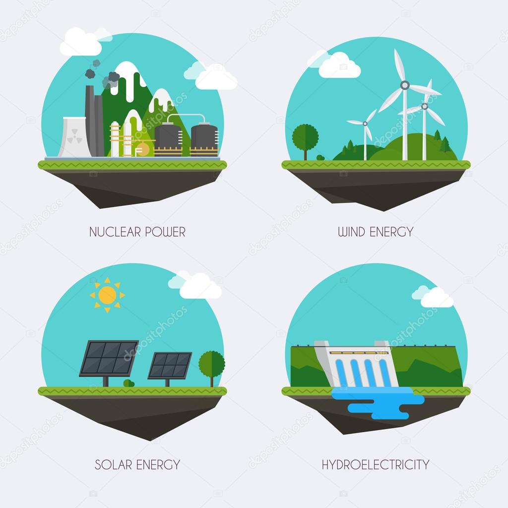 Set of electricity generation icons Stock Vector Image by ©Gapchuk ...