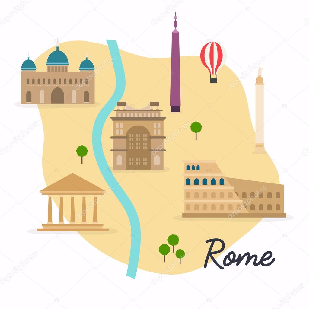Rome buildings and famous landmarks ⬇ Vector Image by © Gapchuk_Olesia ...