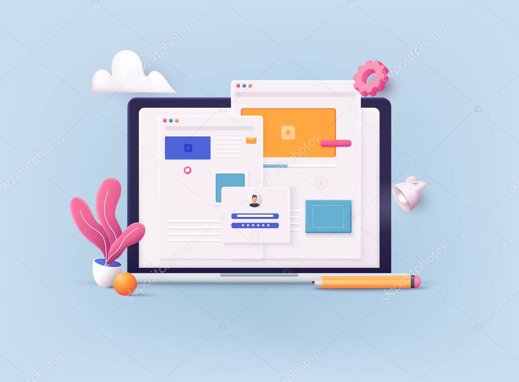 Ilustraciones de vectores web 3D. Concepto de Seo Optimización para ...