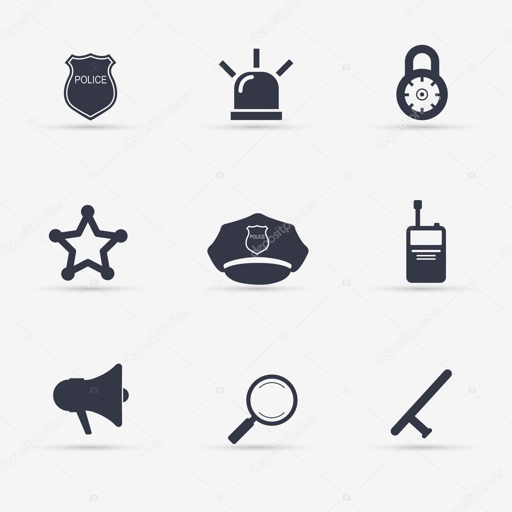 Police Icons set Stock Vector by ©Gapchuk_Olesia 93329170