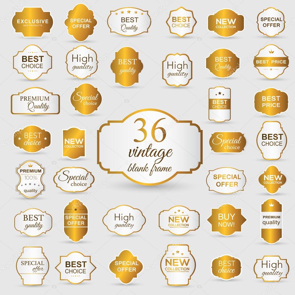 Collection of golden stickers Stock Vector by ©Gapchuk_Olesia 93331064