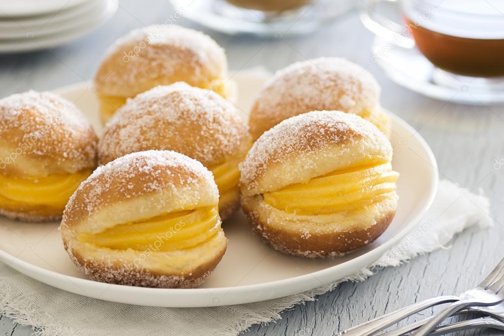 Bolas de Berlim, or Berliner Balls, a Fried Portuguese Pastry — Stock ...