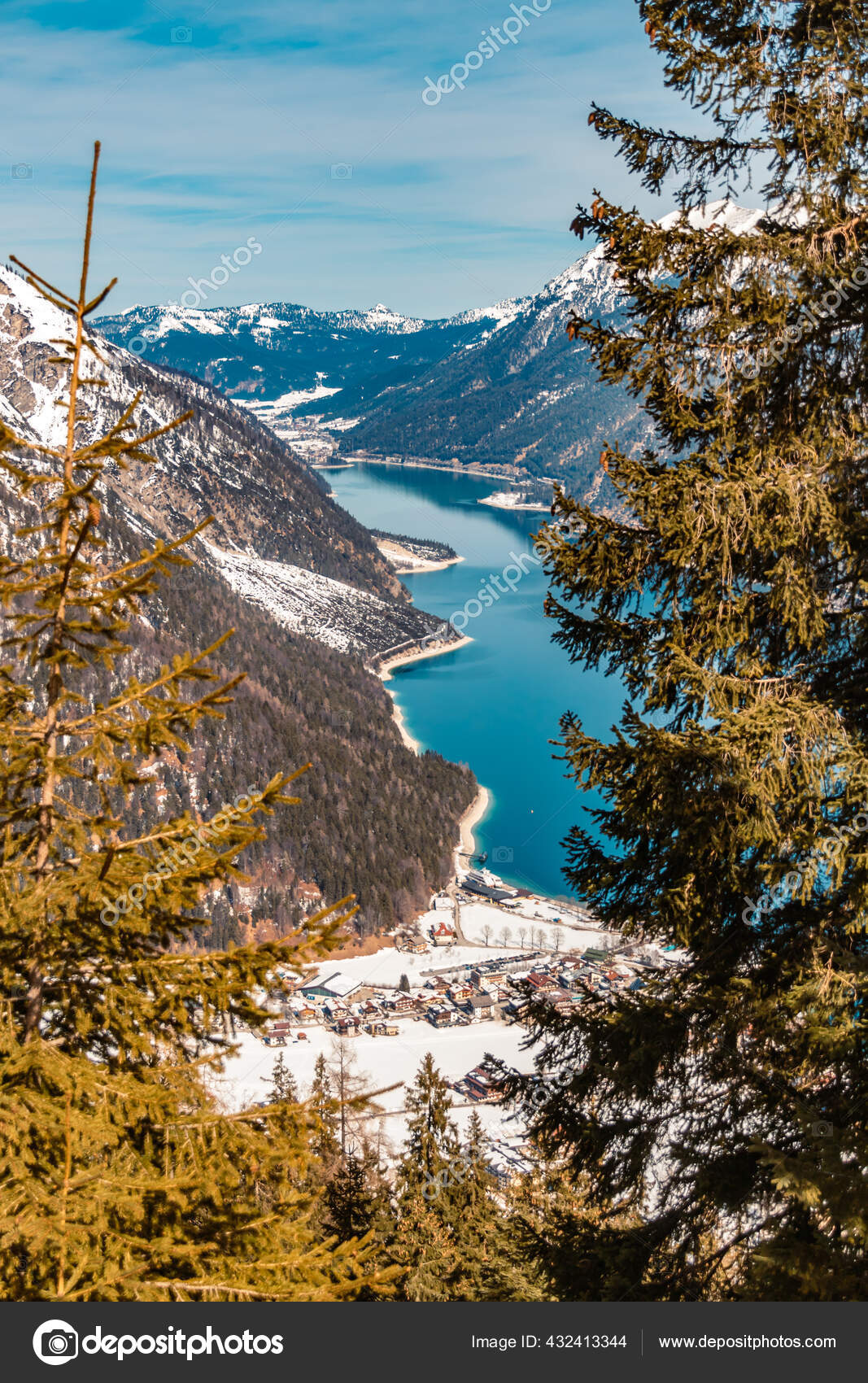 Beautiful Alpine Winter View Achensee Pertisau Tyrol Aust Stock Photo ...