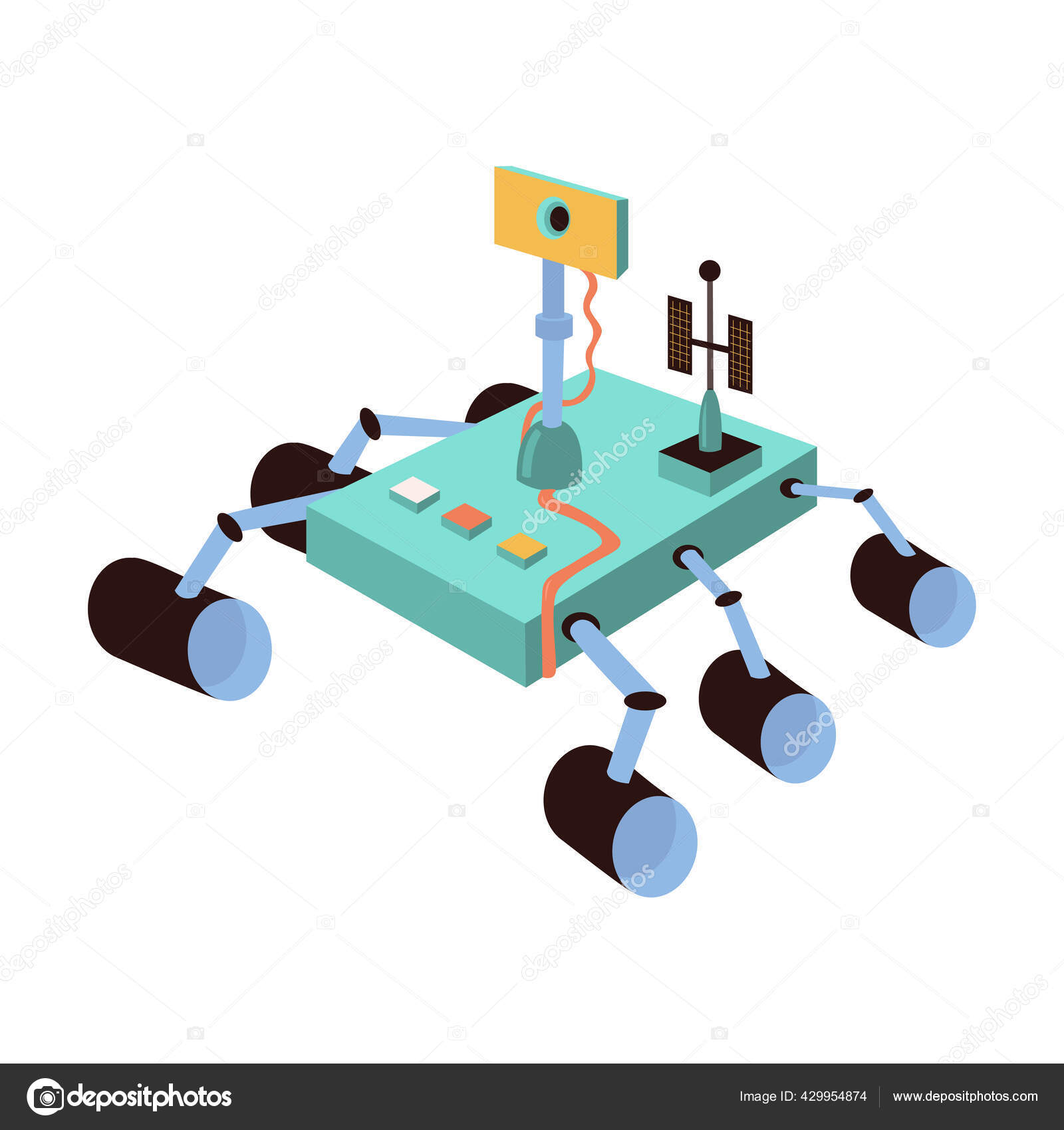 Illustration Research Rover Isolated White Background Robotic ...