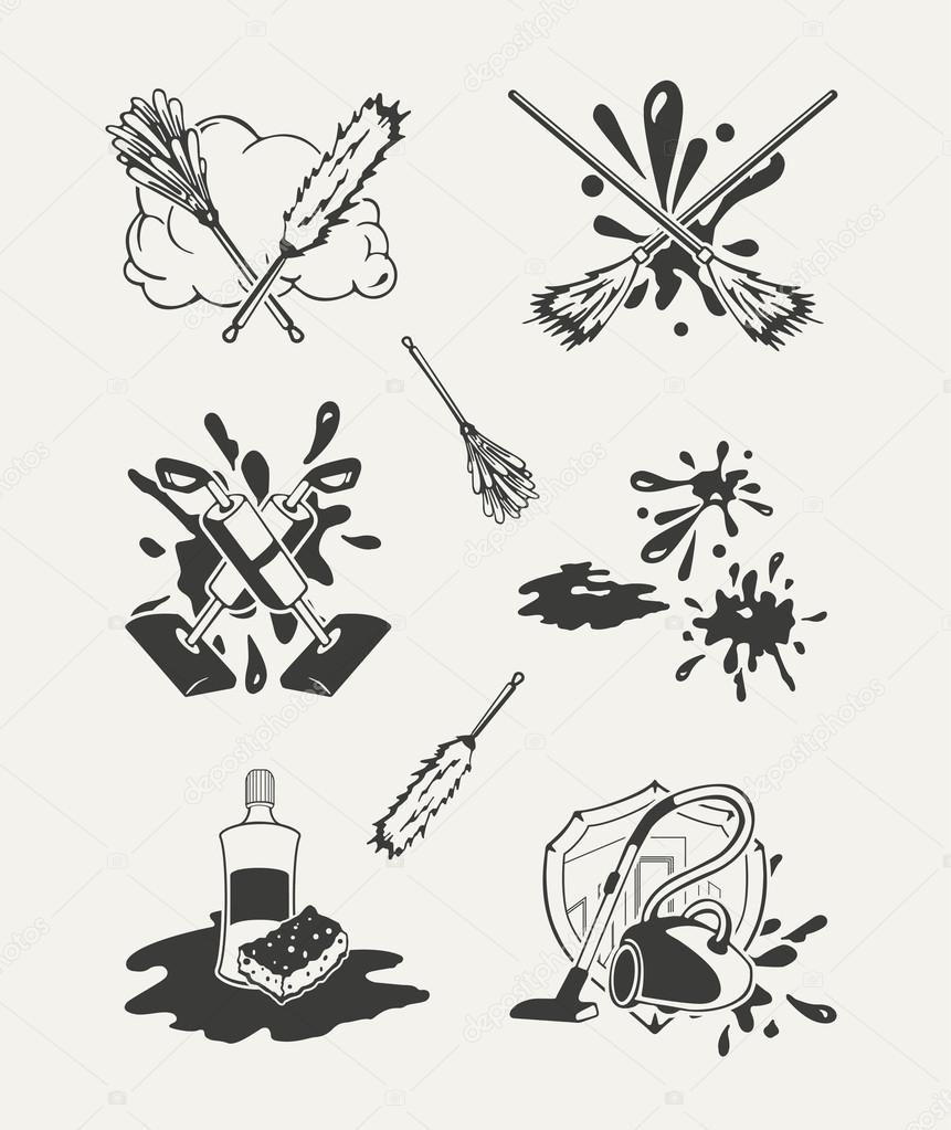 Set of cleaning emblems, badges, labels and designed elements. ⬇ Vector ...