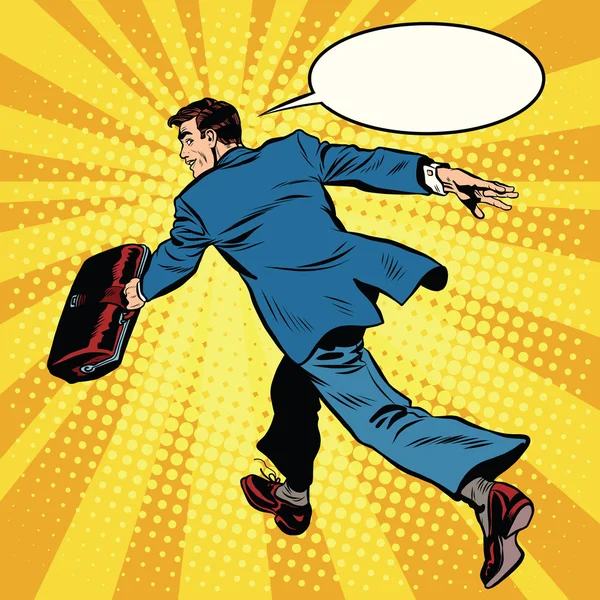 Super hero businessman runs forward screaming follow me Stock Vector by ...