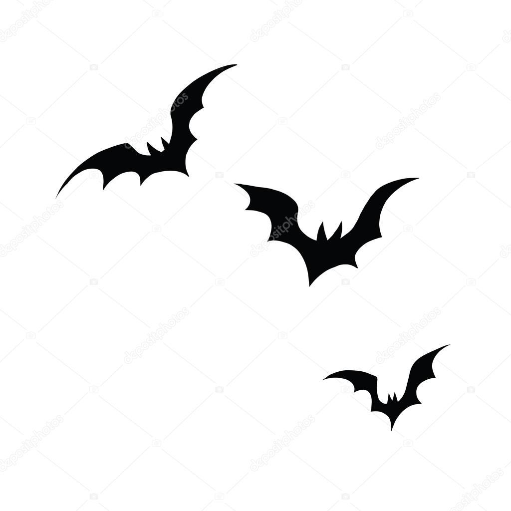 Black silhouettes of bats on a white background — Stock Vector ...