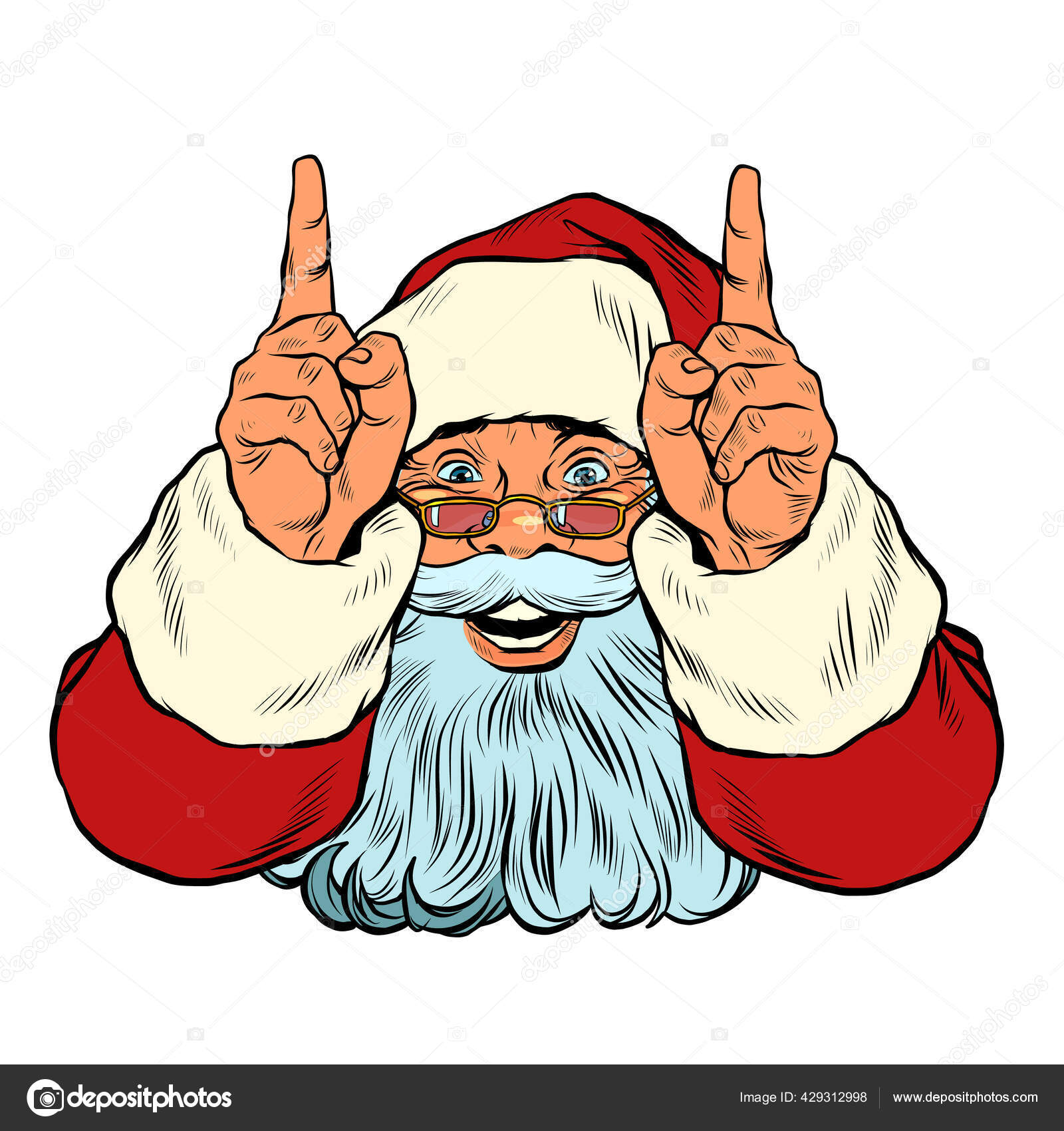 Santa Claus points up. Presentation gesture Stock Vector by ...