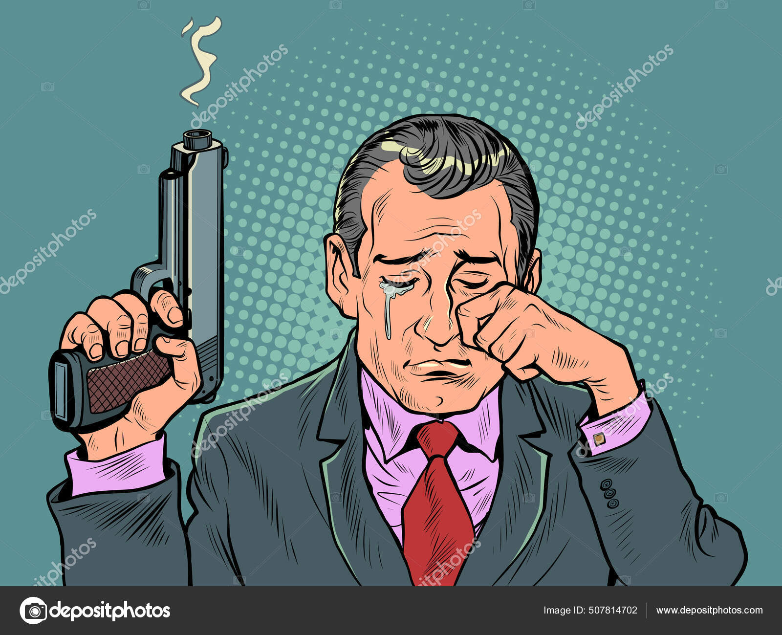 A man with a gun is crying. A spy is an agent with emotions. The weapon ...