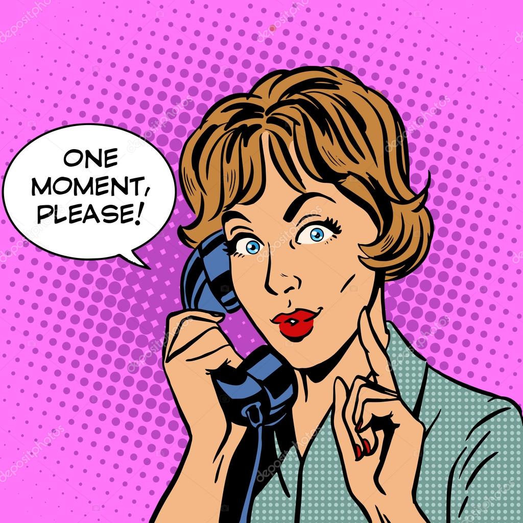 One moment please woman speaks phone Stock Vector Image by ©studiostoks ...