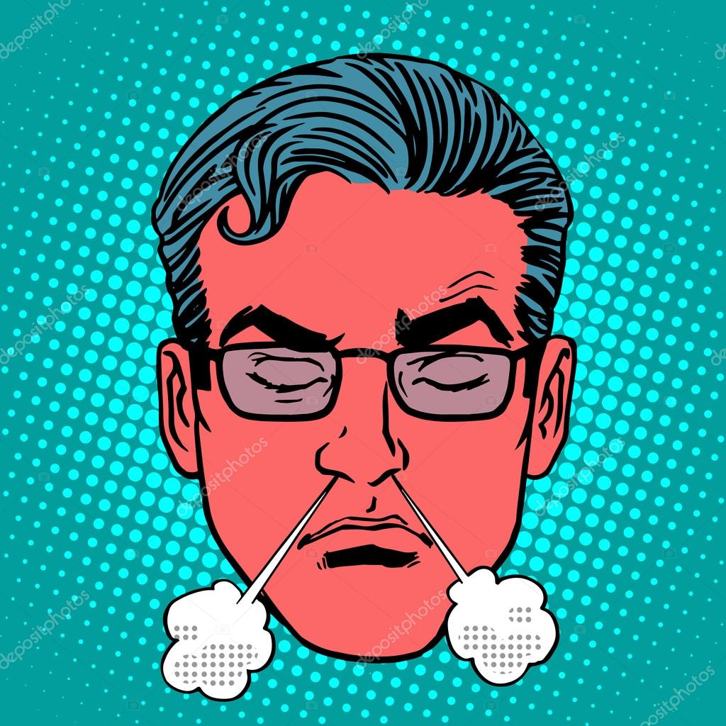 Retro Emoji ira rabia emociones cara masculina 2022