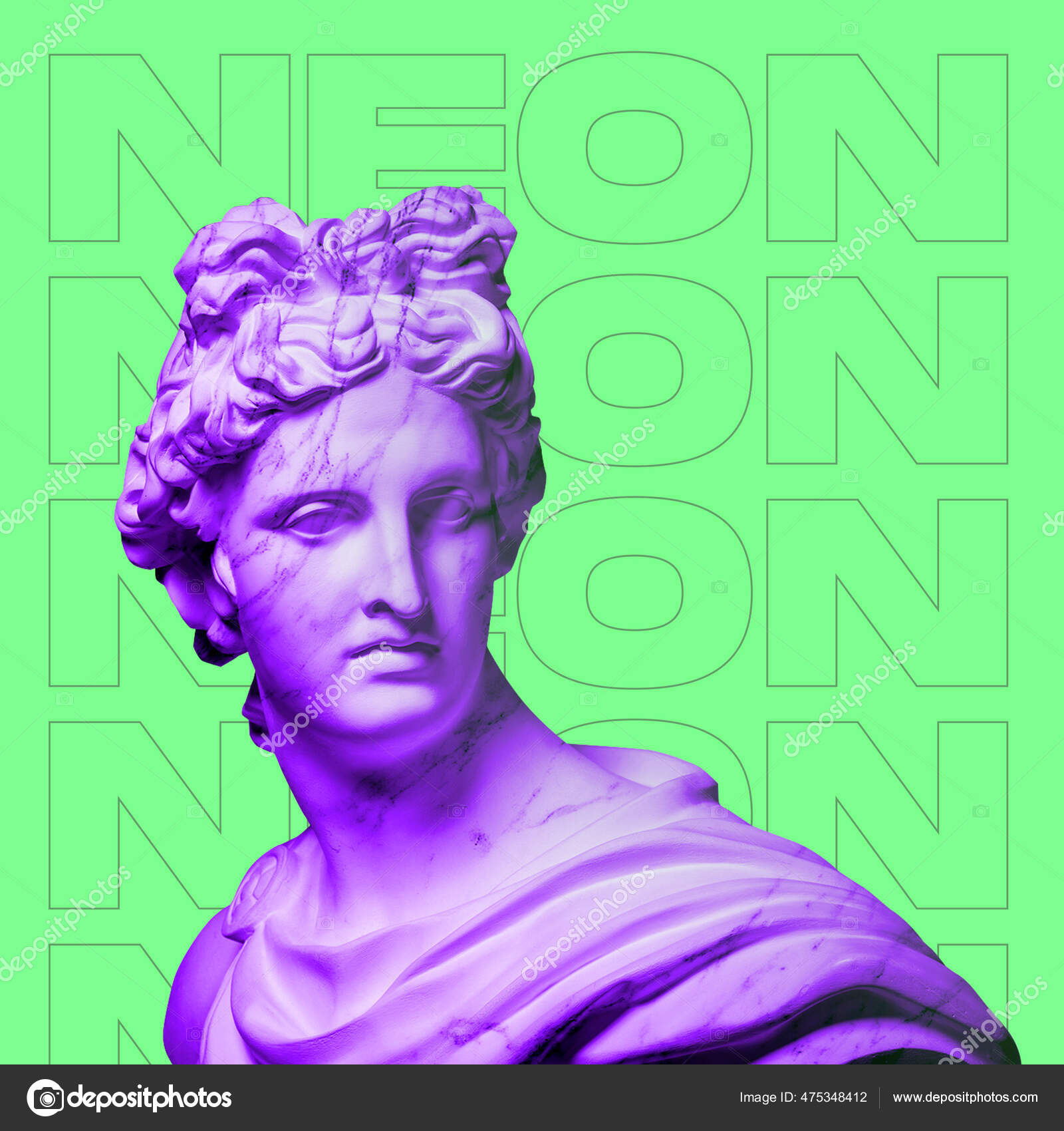 Modern conceptual artwork with ancient statue. Contemporary art collage ...