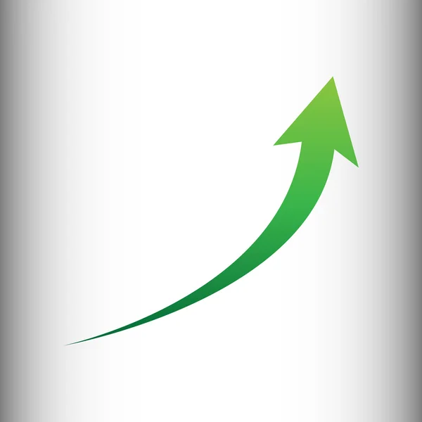 Growing arrow sign. Vector. Green gradient icon on transparent ...