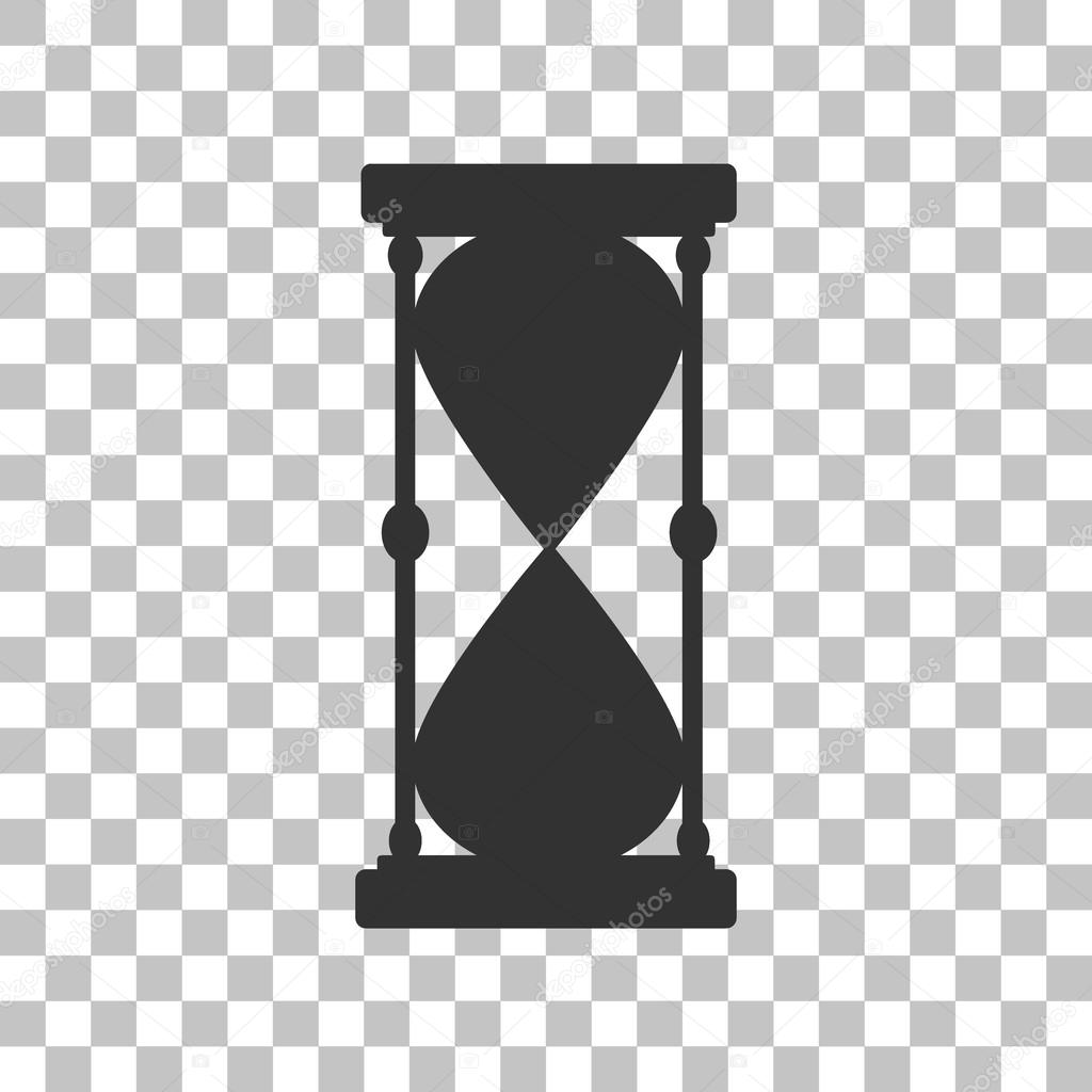 Signo de reloj de arena ilustración. Icono gris oscuro sobre fondo ...