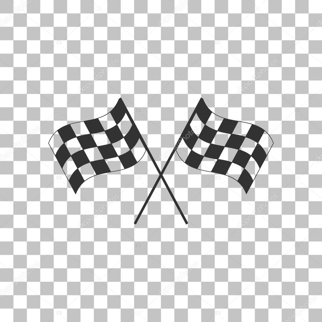 Crossed Checkered Flags Logo Waving In The Wind Conceptual Of Motor