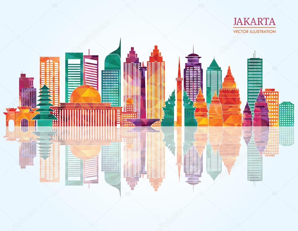 Jakarta detailed skyline. — Stock Vector © CamillaCasablanca #77281662