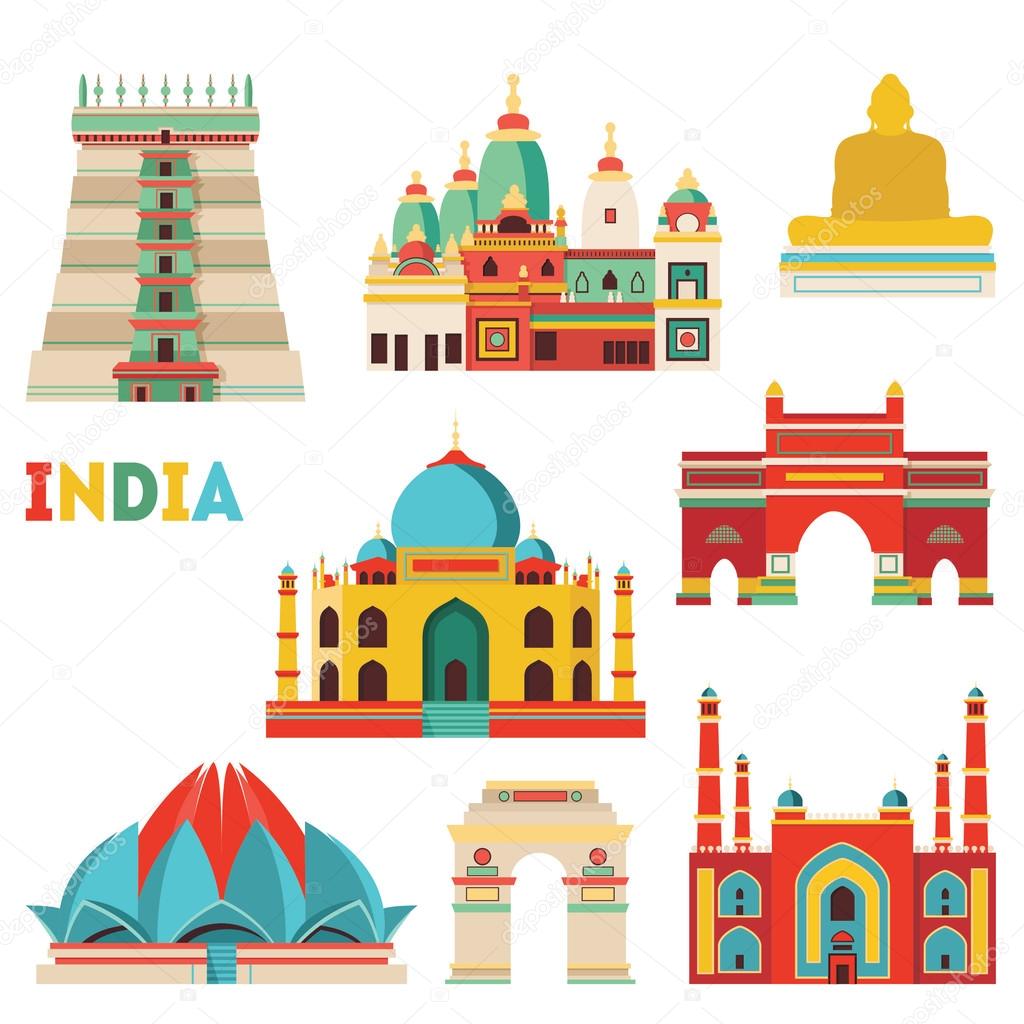 India famous monuments Stock Vector by ©CamillaCasablanca 90256938