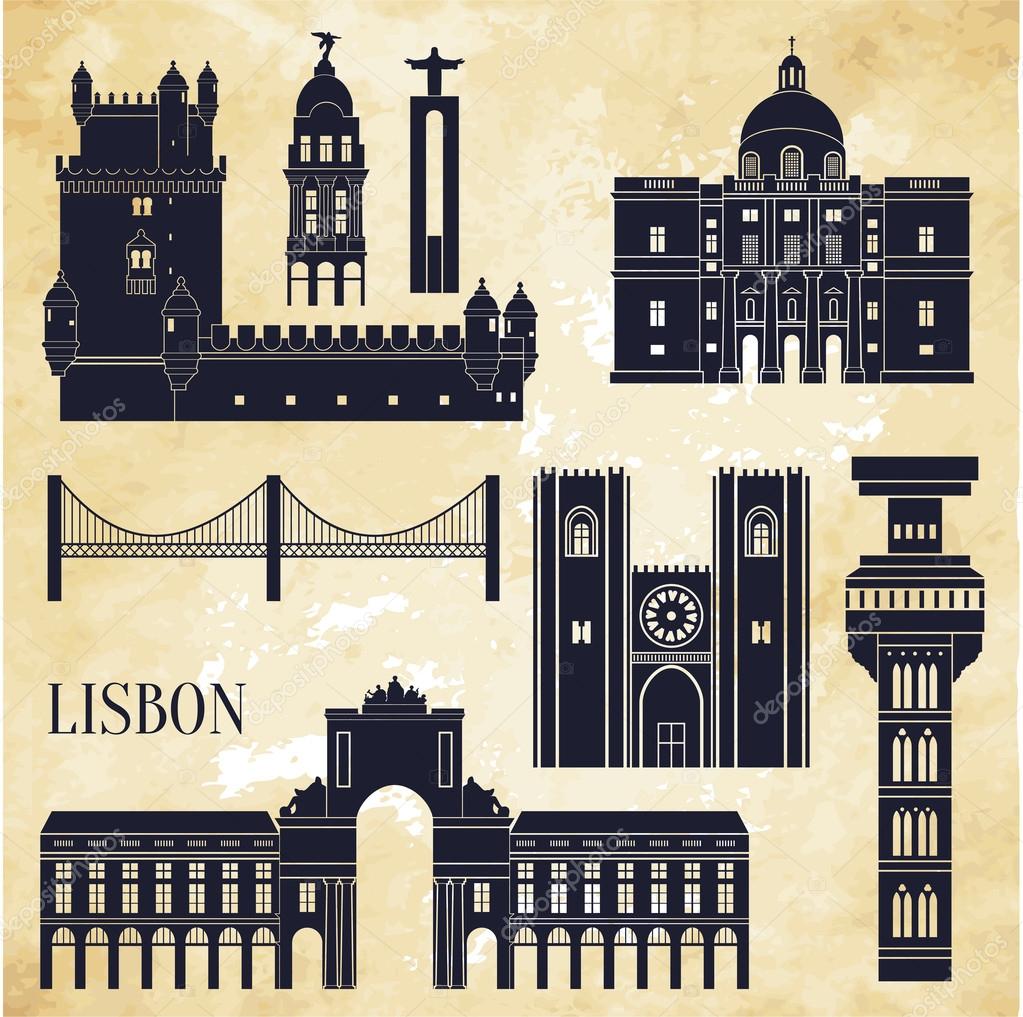 Lisbon detailed monuments — Stock Vector © CamillaCasablanca #96939232