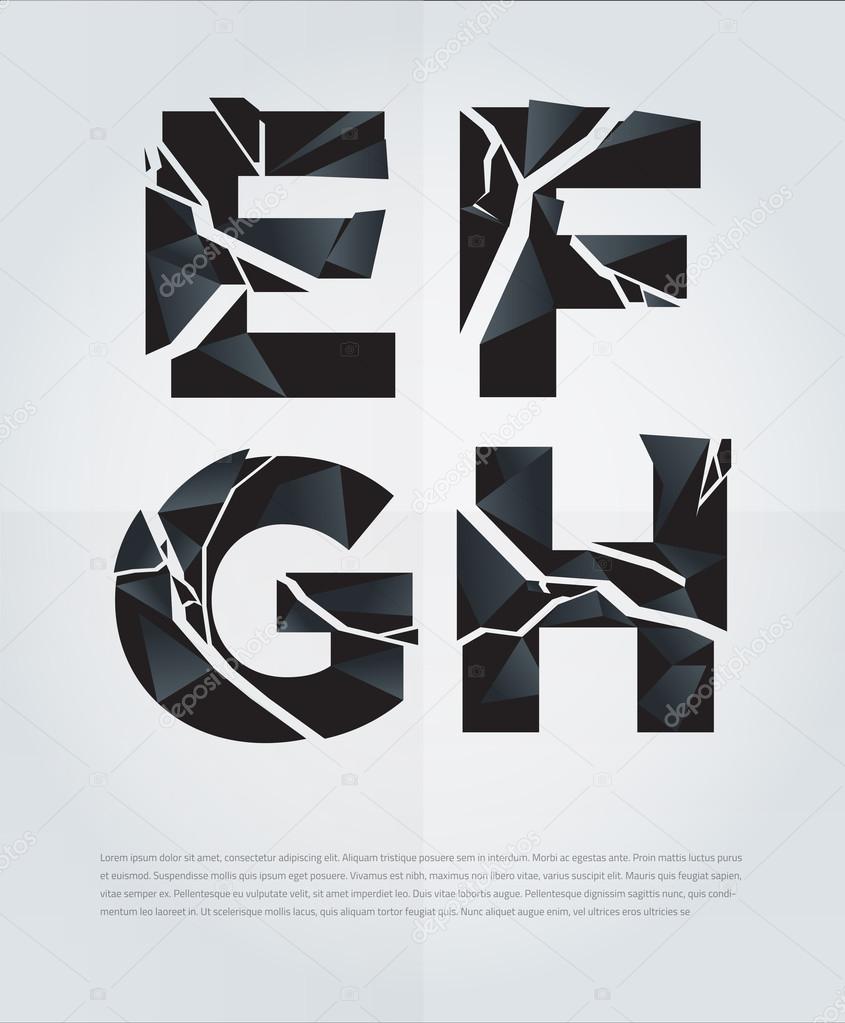 Typographic broken alphabet letters Stock Vector by ©feabornset 103962262