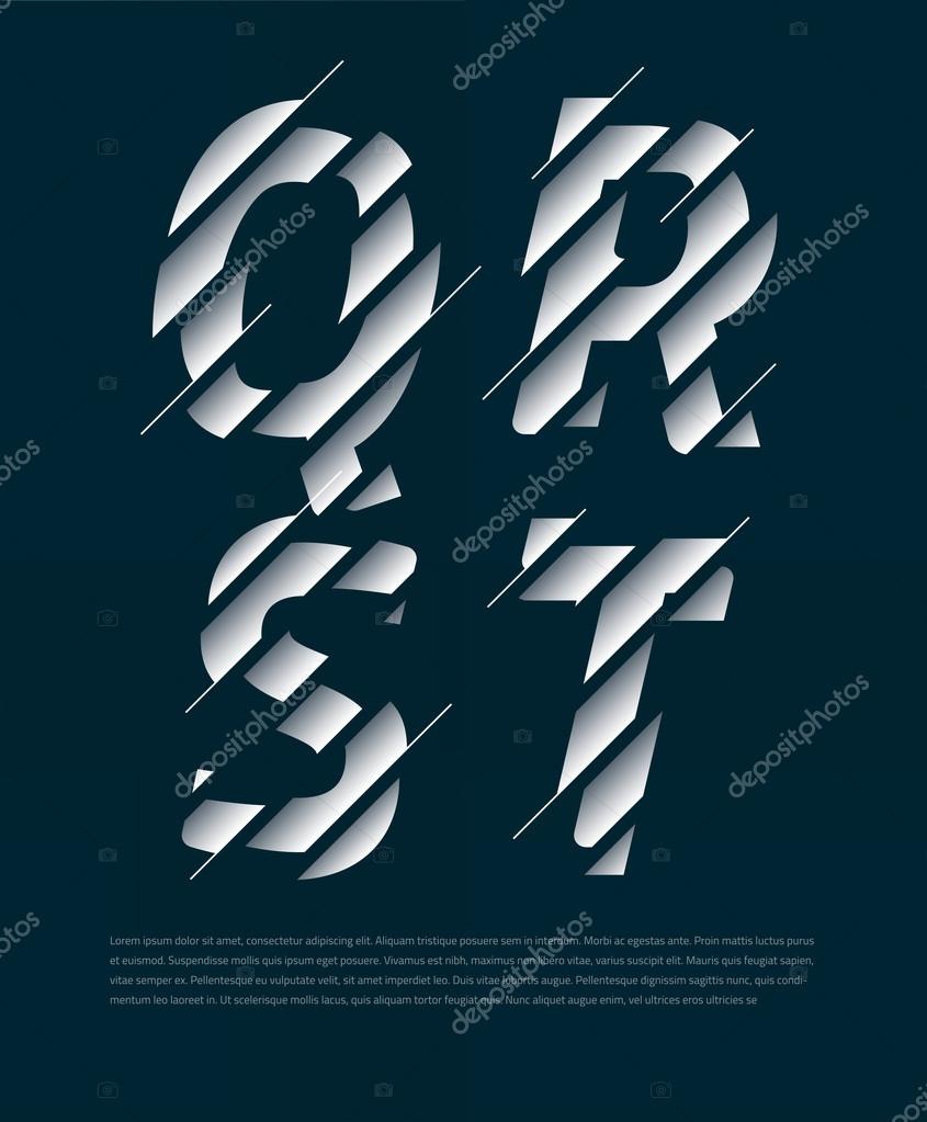 Letras tipográficas rotas del alfabeto 2022