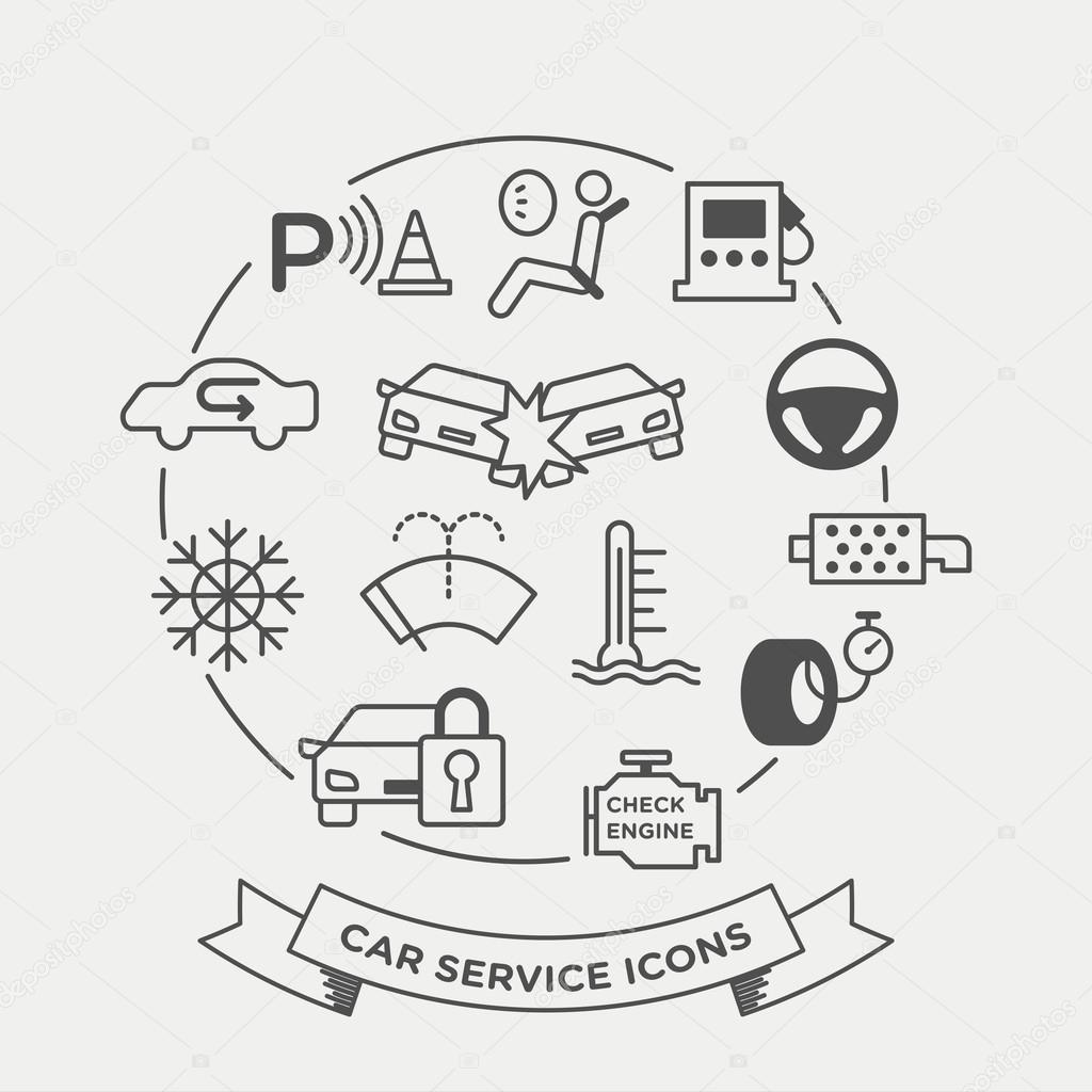 Car service and assistance icons — Stock Vector © feabornset #103966006
