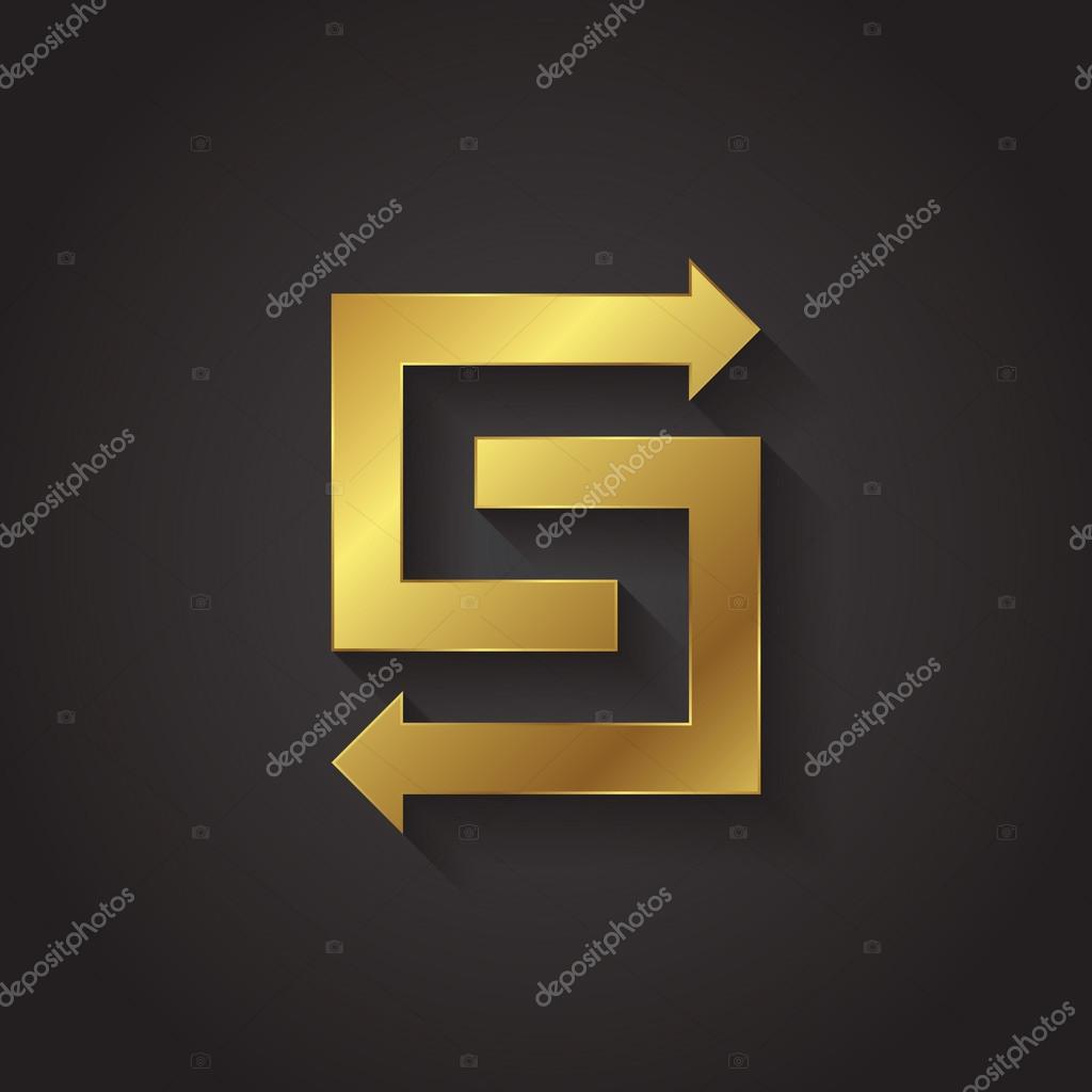 Gráfica flecha de oro letra S Vector de stock #64043989 de ©feabornset