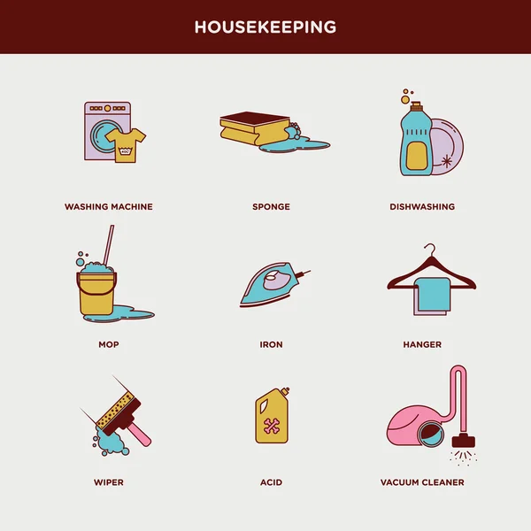Housekeeping, household icons set Stock Vector Image by ©feabornset ...