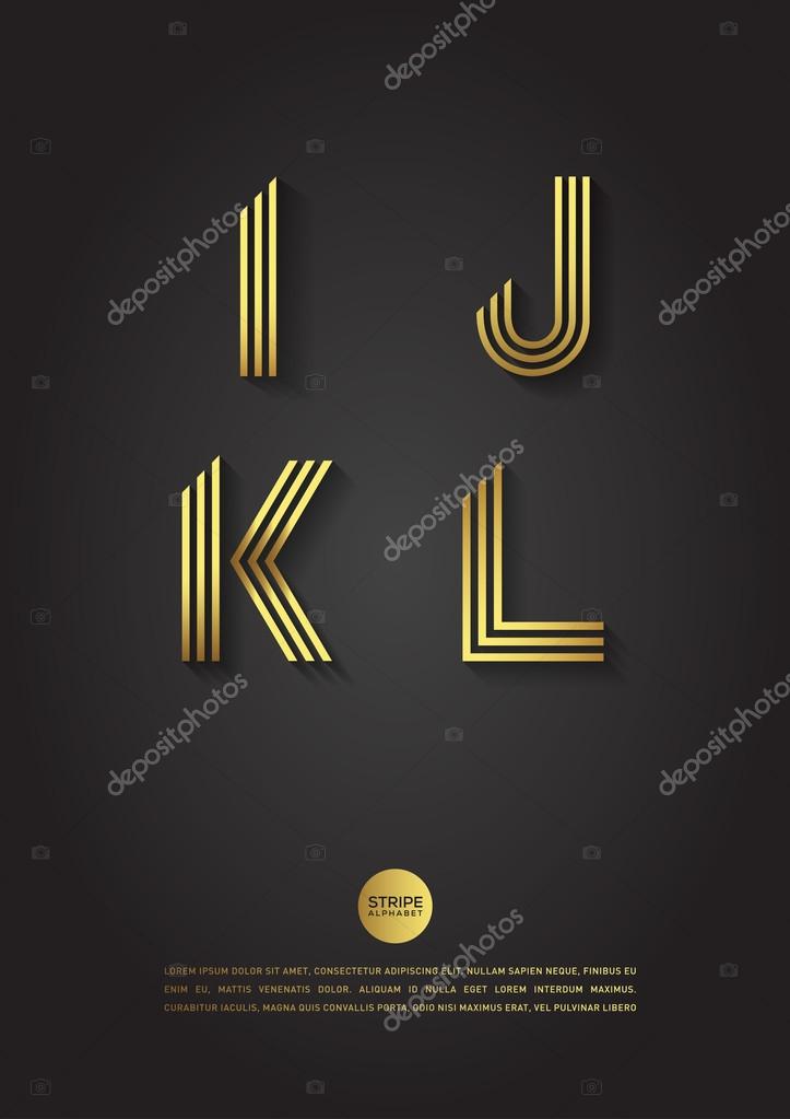 conjunto de símbolos de alfabeto de rayas doradas 2022