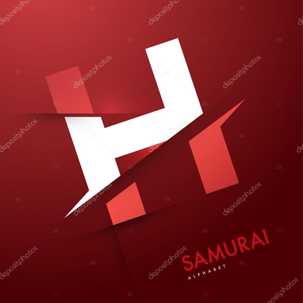 Sliced samurai alphabet letter H Stock Vector by ©feabornset 78424860
