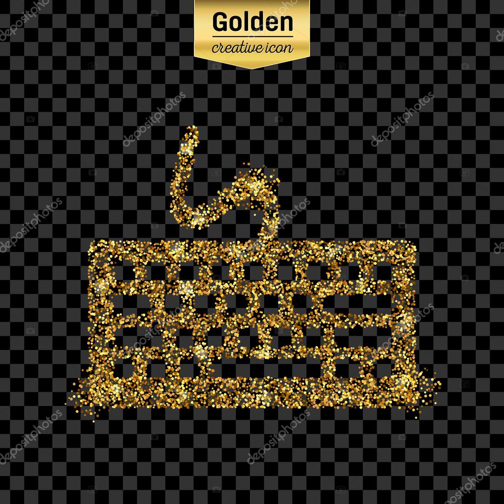 Gold glitter vector icon of keyboard isolated on background. Art ...