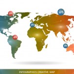 World Map with Pins, Flat Design Vector Illustration Stock Vector Image ...