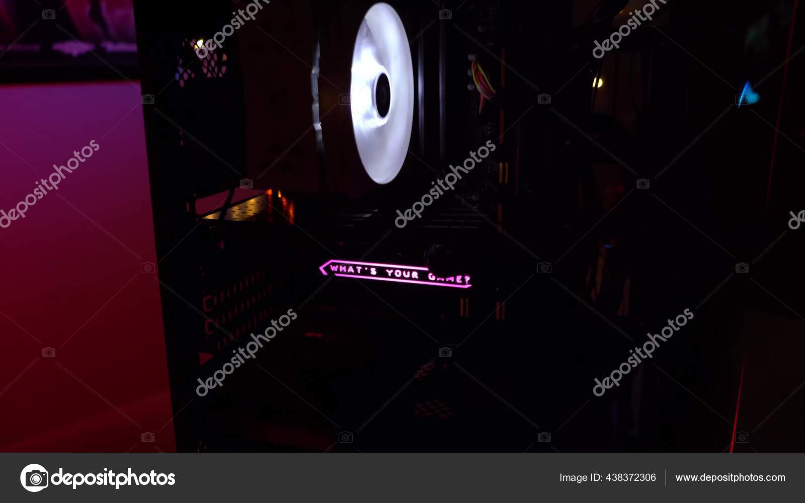 Coolers in a computer with backlit close-up — Stock Editorial Photo ...
